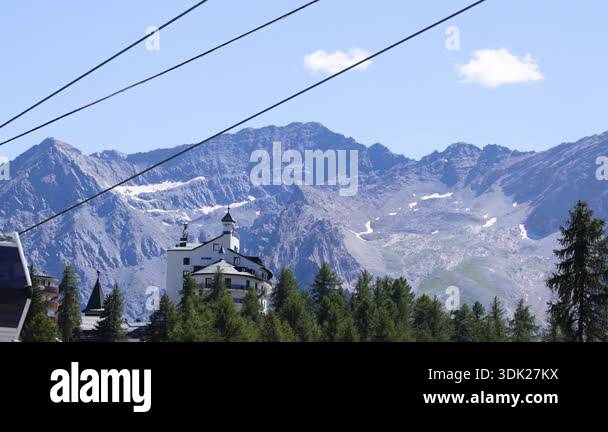 Cable car moving through mountainous landscape Stock Video Footage - Alamy