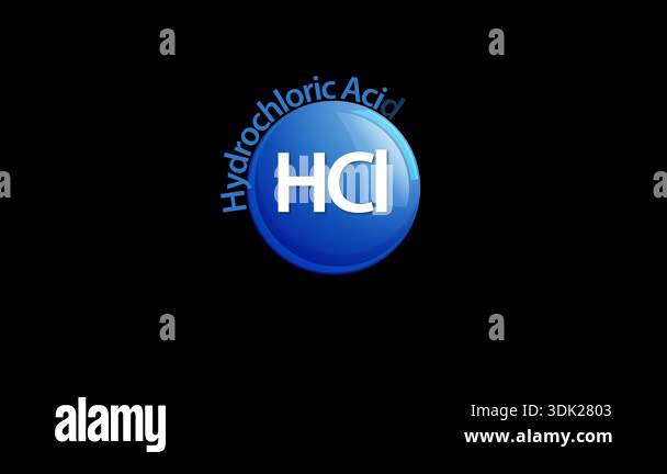 A blue hydrochloric acid (HCl) icon animates downward, revealing its ...