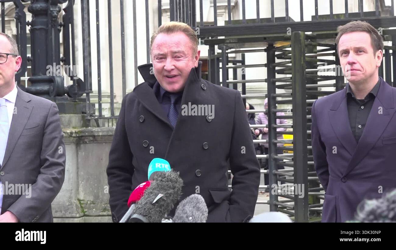 Michael Flatley speaks outside court after injunction overturned Stock ...