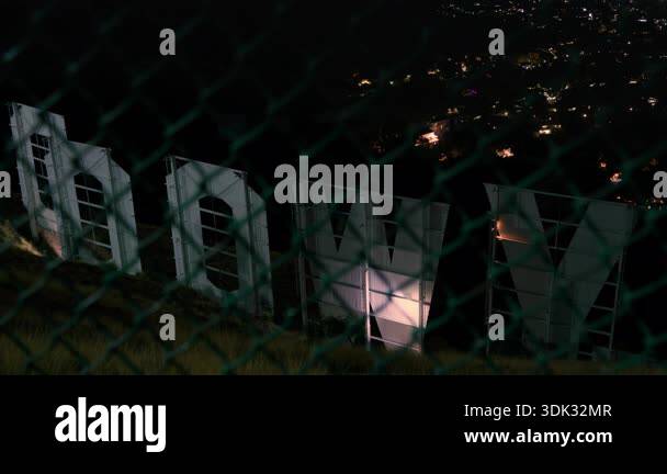 Hollywood, USA - Nov 3 2024: Hollywood Sign Back View at Night ...