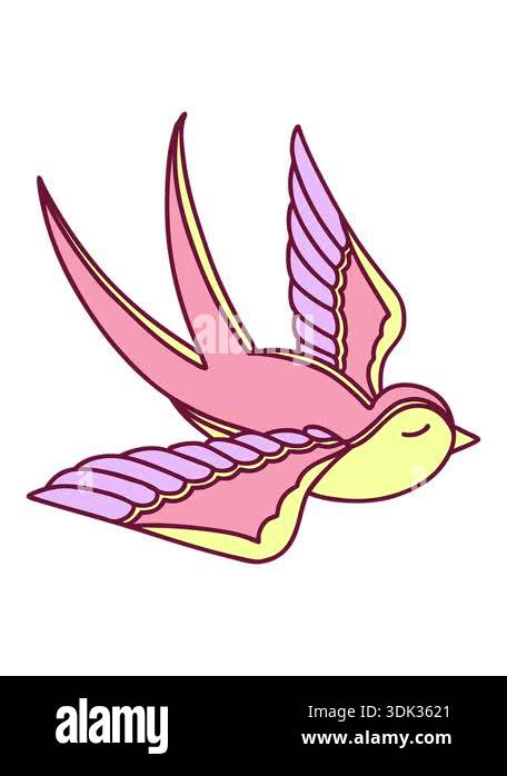 bobbing motion animation of tattoo in traditional style of a swallow in ...