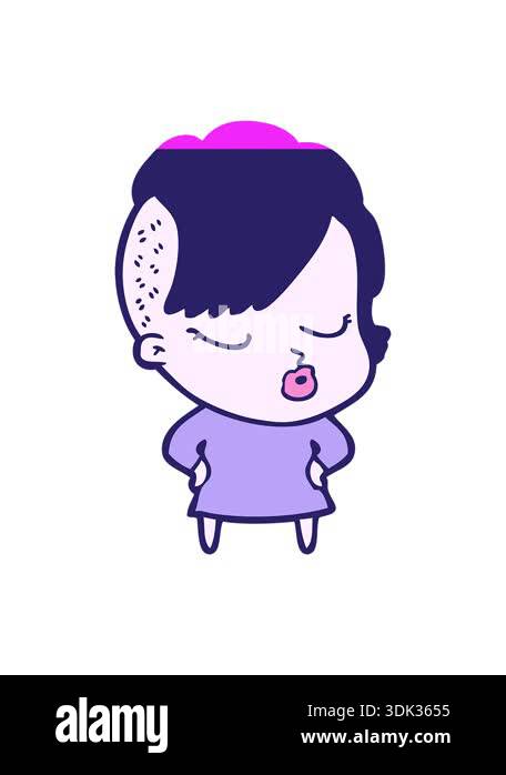 power up animation of cartoon pretty hipster girl Stock Video Footage ...