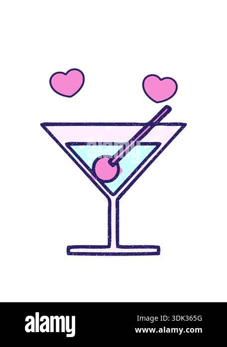 spinning hearts animation of Cocktail Chalk Drawing Stock Video Footage ...