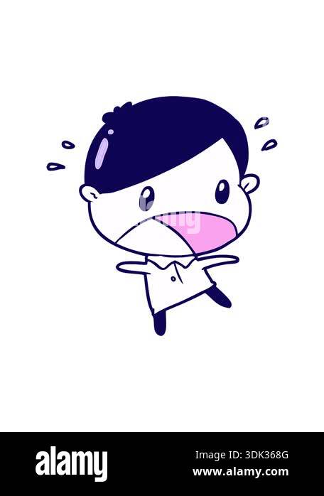 neon light effect animation of cute cartoon shocked man Stock Video ...