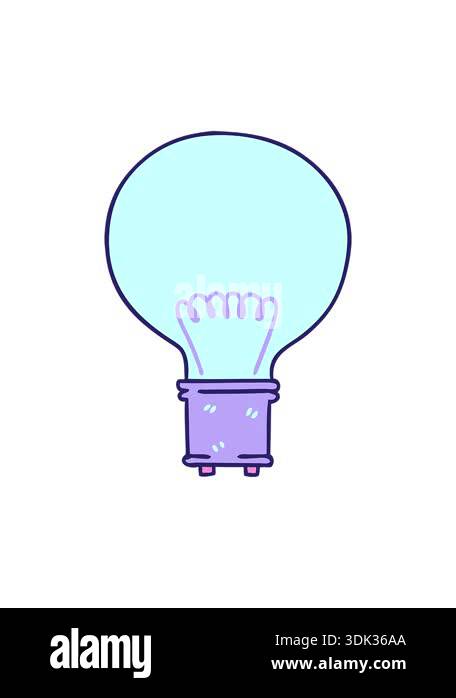 spinning motion animation of hand drawn quirky cartoon light bulb Stock ...