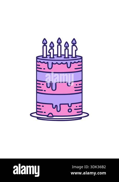 attention grabbing animation of drawing of birthday cake Stock Video ...