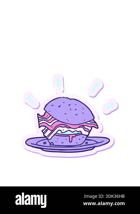 stretching up animation of sticker of a cartoon bacon sandwich Stock ...