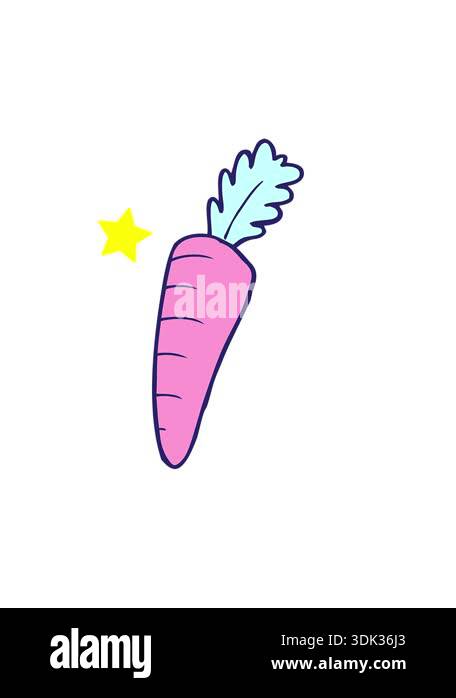 twinkling stars effect animation of cartoon carrot Stock Video Footage ...