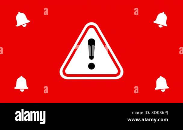 A flashing alert motion graphics animation featuring a white warning ...
