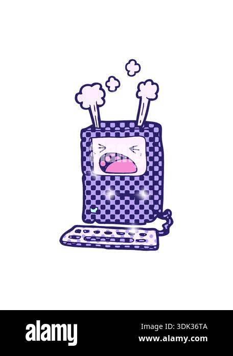 glitter effect animation of cartoon overheating computer Stock Video ...