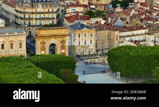 Aerial view of Montpellier, France. Aerial establishing shot of ...