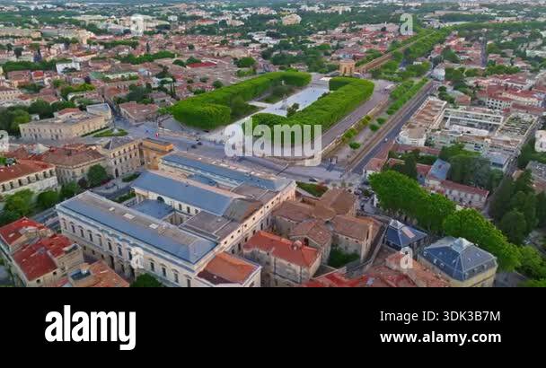 Aerial view of Montpellier, France. Aerial establishing shot of ...