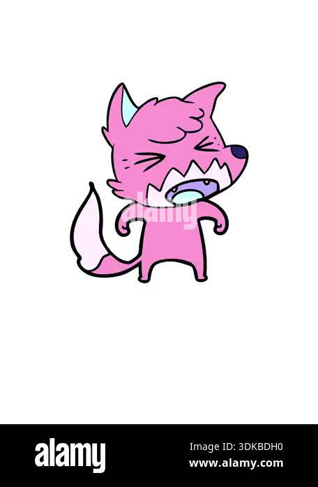 rise and float animation of angry cartoon fox design Stock Video ...