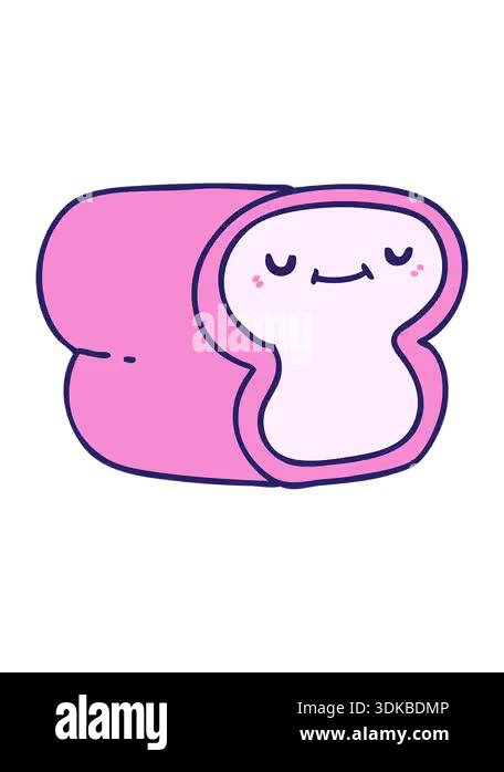shivering motion animation of cartoon loaf of bread with happy smile ...