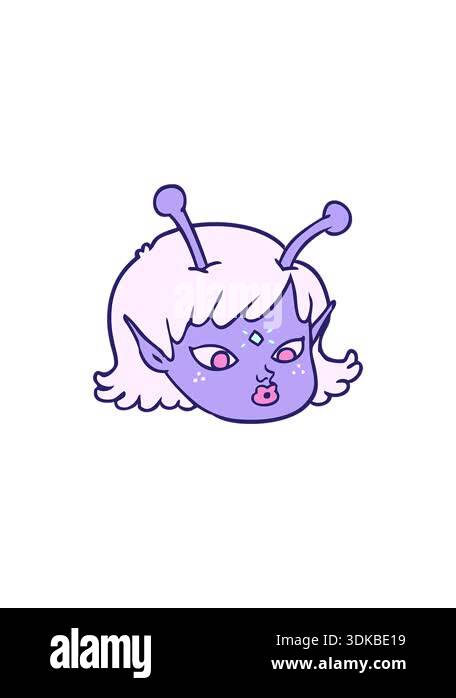 sales flash animation of cartoon alien space girl face Stock Video ...