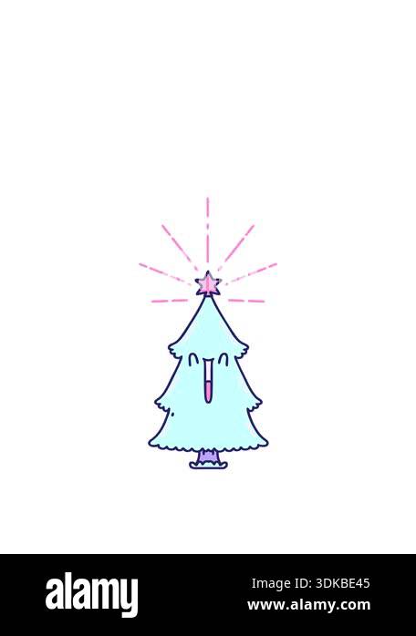 stretching up animation of christmas tree with star Stock Video Footage ...