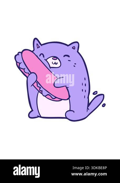 bob and pause animation of cartoon cat loving the amazing sandwich he's ...