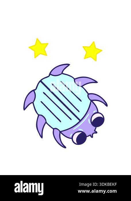 spinning stars animation of hand drawn cartoon beetle Stock Video ...