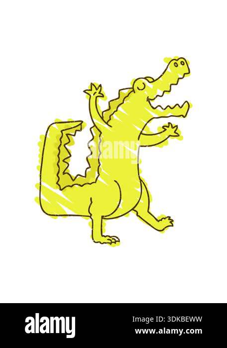 changing color animation of Alligator Chalk Drawing in bright glow ...