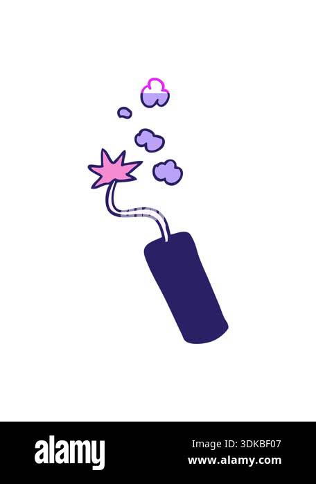 power up animation of hand drawn cartoon doodle of a lit dynamite stick ...