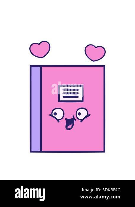 spinning hearts animation of cute cartoon of a notebook Stock Video ...