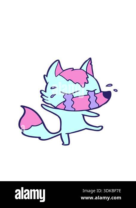 bobbing motion animation of sad little fox cartoon character Stock ...