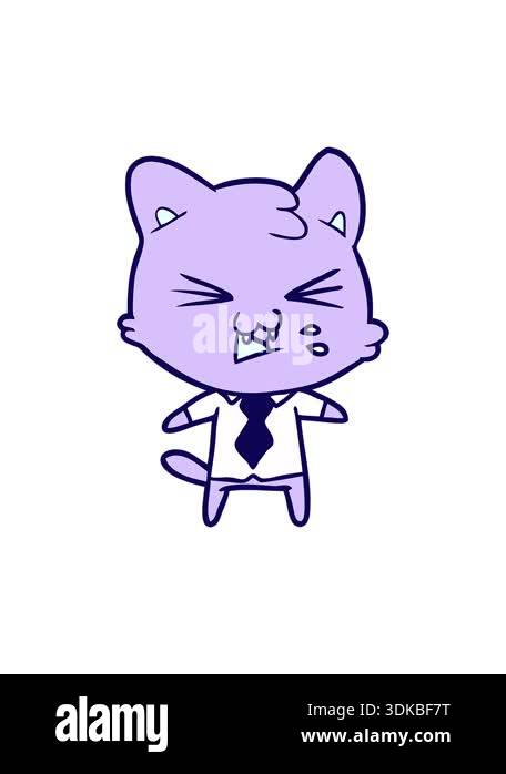 neon light effect animation of cat hissing cartoon Stock Video Footage ...