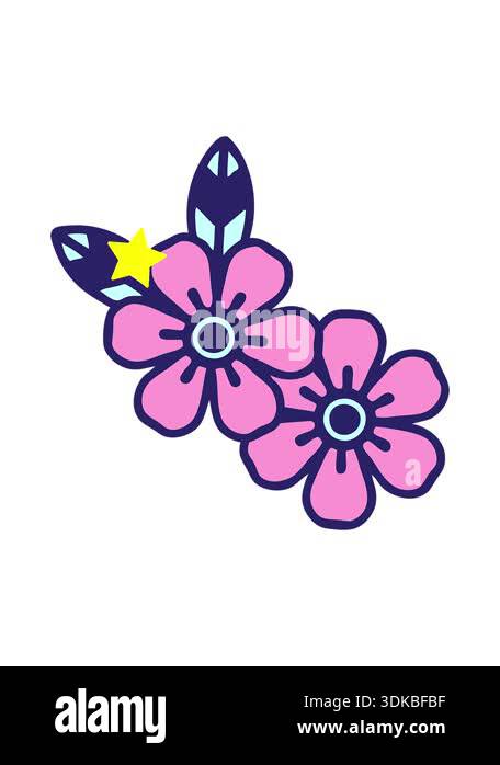 twinkling stars effect animation of tattoo style decorative flower ...