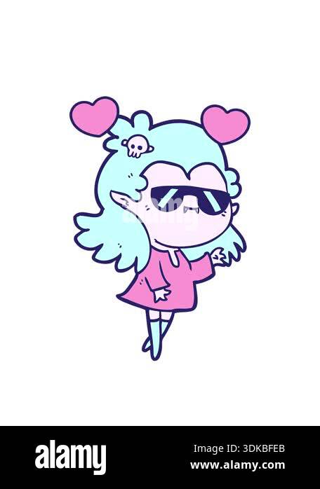 spinning hearts animation of cute cartoon cool vampire girl Stock Video ...