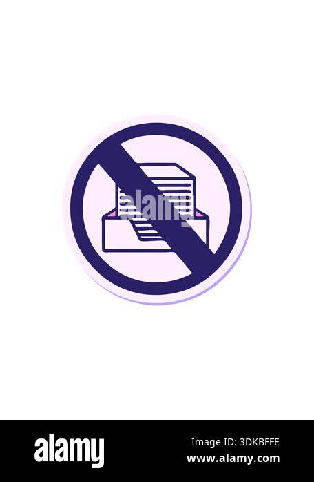 starburst effect animation of sticker of a cute cartoon paper ban sign ...