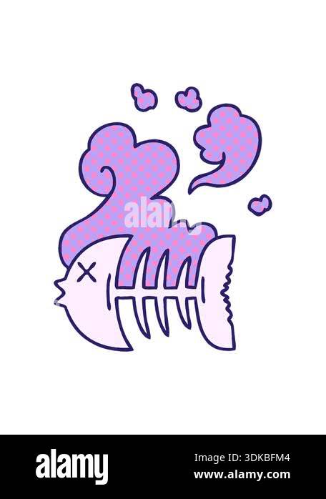 bob and pause animation of comic book style quirky cartoon dead fish ...