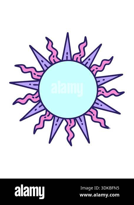 jiggle motion animation of iconic tattoo sun drawing Stock Video ...