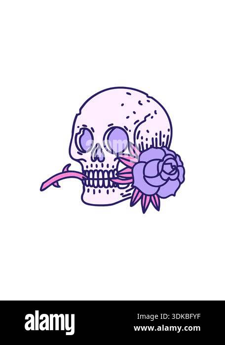 radioactive glowing animation of iconic tattoo style image of a skull ...