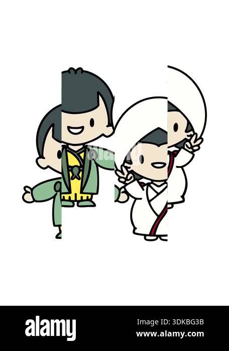 splitting motion animation of Happy Japanese couple celebrating their ...