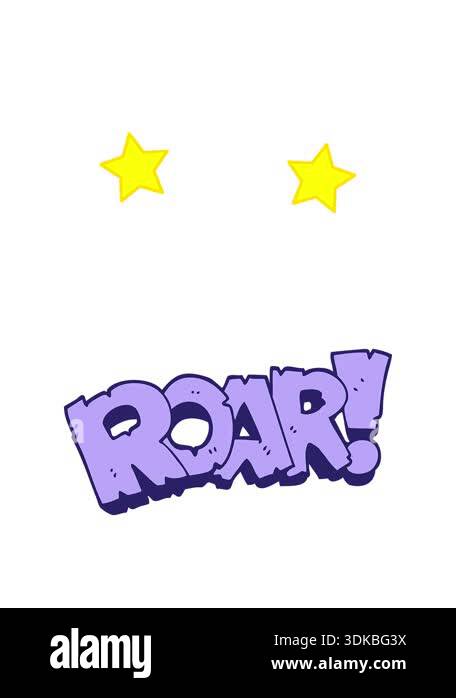 spinning stars animation of cartoon doodle roar sign Stock Video ...