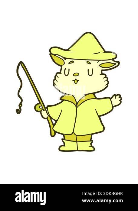 changing color animation of cartoon cat fisherman Stock Video Footage ...