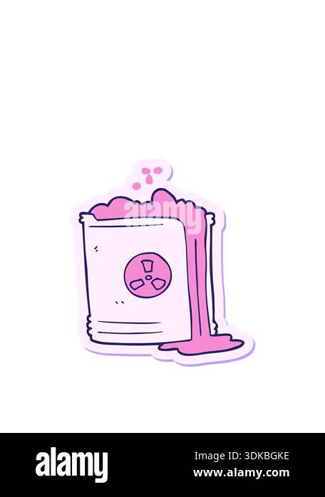 stretching up animation of sticker of a cartoon radioactive waste Stock ...