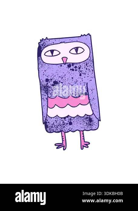 shivering motion animation of freehand textured cartoon owl Stock Video ...