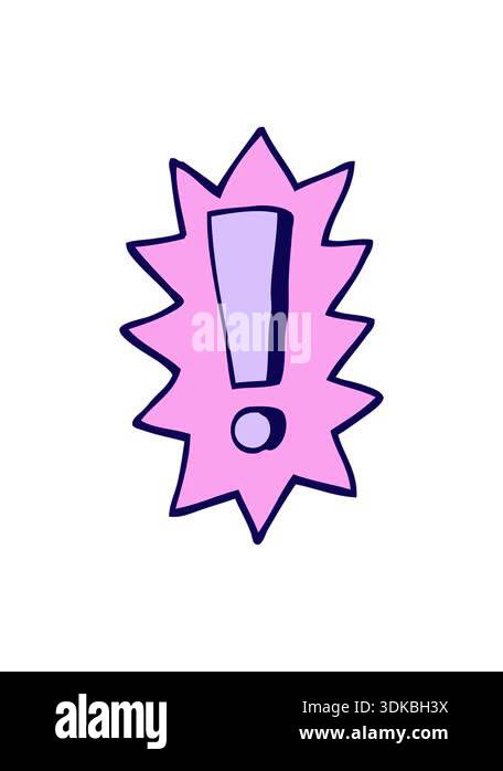 neon light effect animation of doodle style cartoon exclamation mark ...