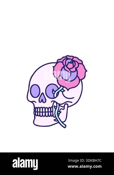 rise and float animation of a skull and rose Stock Video Footage - Alamy