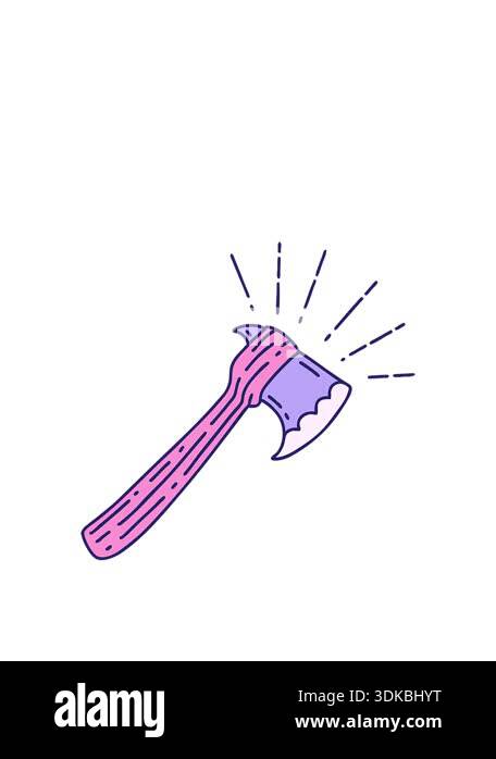 stretching up animation of traditional tattoo style hatchet axe Stock ...