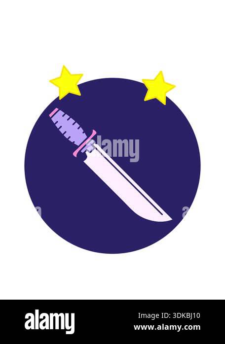 spinning stars animation of tattoo style image of a knife Stock Video ...
