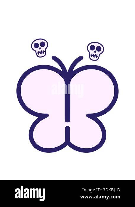spinning skulls animation of simple fun butterfly cartoon Stock Video ...