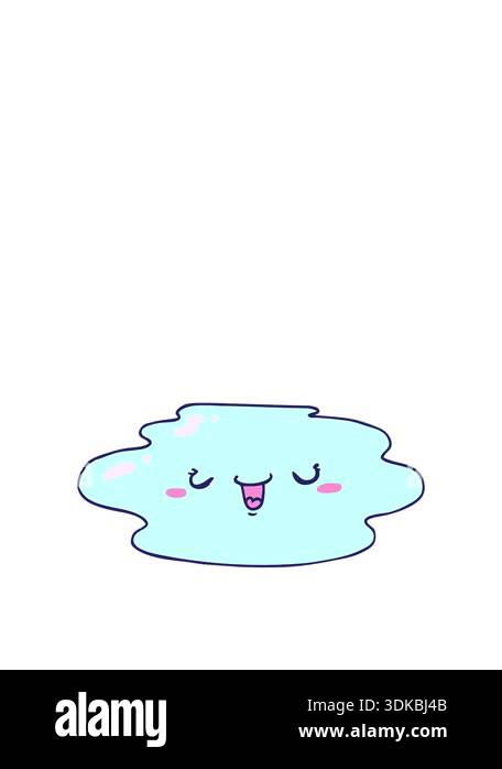 stretching up animation of cartoon puddle with face Stock Video Footage ...