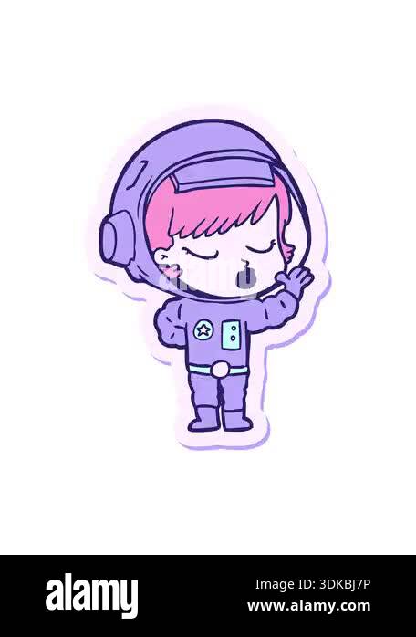 shivering motion animation of sticker of a cartoon pretty astronaut ...
