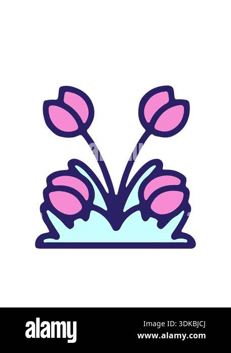 blinking radial lines animation of hand drawn tulip Stock Video Footage ...