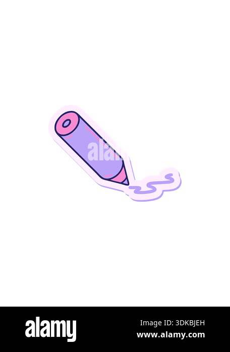 radioactive glowing animation of traditional style of a coloring pencil ...