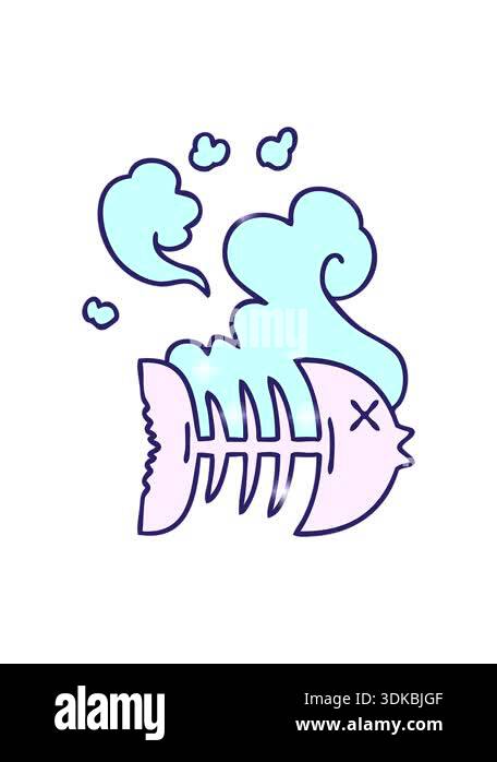 glitter effect animation of hand drawn quirky cartoon dead fish Stock ...