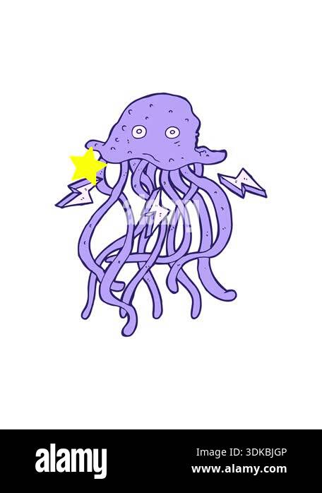twinkling stars effect animation of cartoon octopus design Stock Video ...