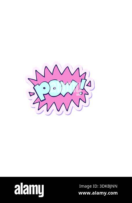 horizontally vibrating animation of sticker of a cartoon pow symbol ...
